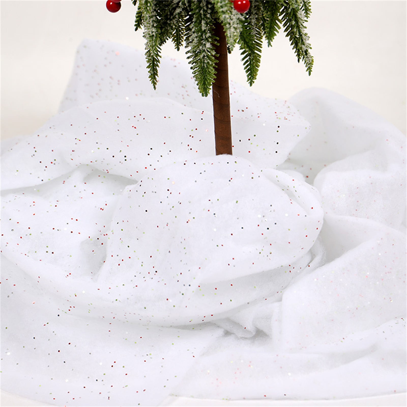 2 Pieces Christmas Glittered Snow Blanket Christmas Snow Cotton,Fluffy ...