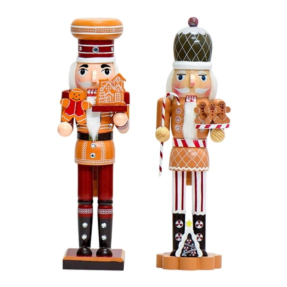 2 Pieces Christmas Nutcrackers Figures Statues 14.17 Inch Tall Wooden ...