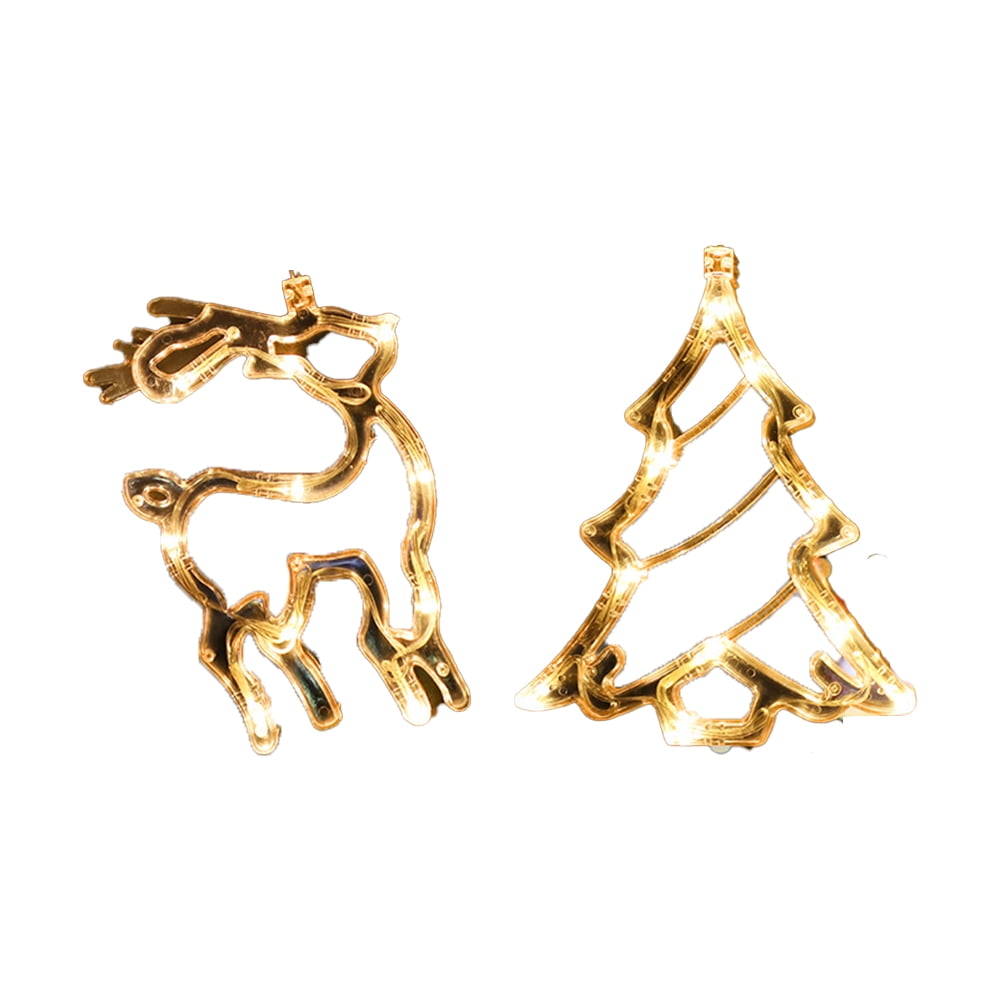 2 Pieces Christmas Window Silhouette Lights Decorations Battery ...