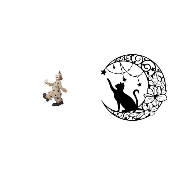 2 Pieces Clown Statue Sculpture Cat Figurine Tabletop Ornament Resin ...
