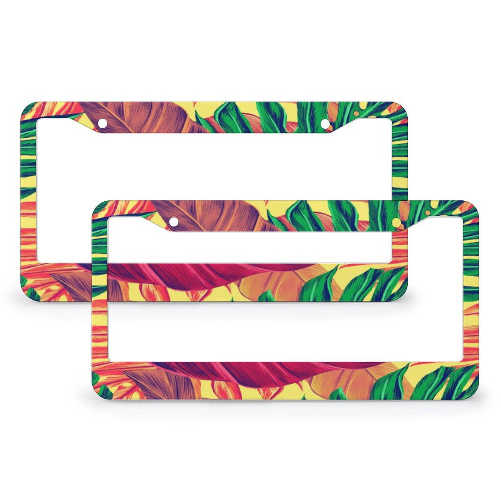2 Pieces Colorful Monstera Tropical Leaves License Plate Frame Summer ...