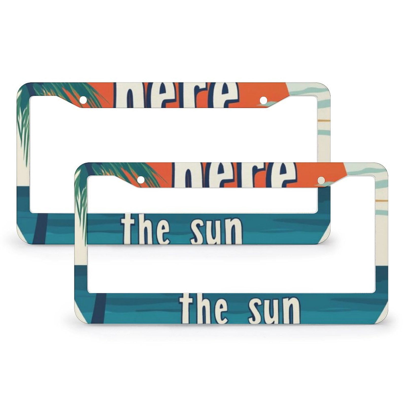 2 Pieces Here Comes The Sun License Plate Cover Boho Sun License Plate ...