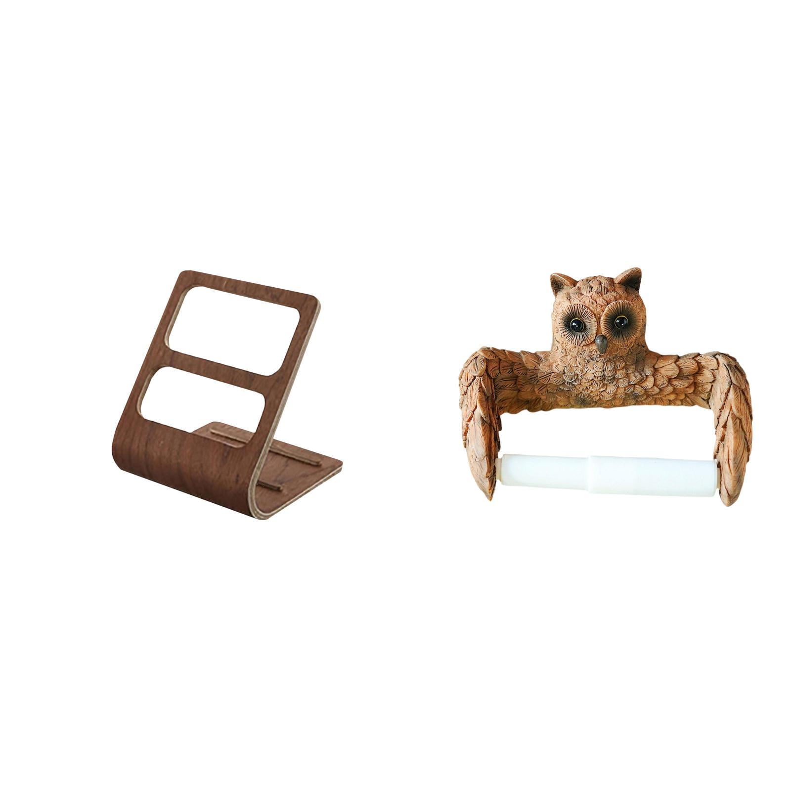 2 Pieces Control Holder Remote Organizer Toilet Paper Stand Wooden ...