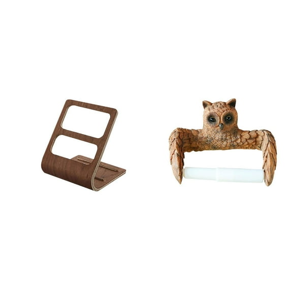 2 Pieces Control Holder Remote Organizer Toilet Paper Stand Wooden ...