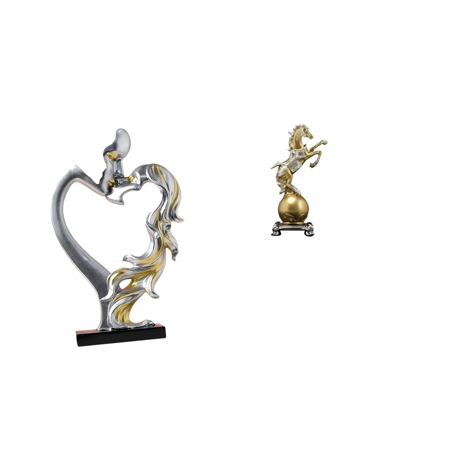2 Pieces Couple Statue Horse Figurine Resin Material for Living Room ...