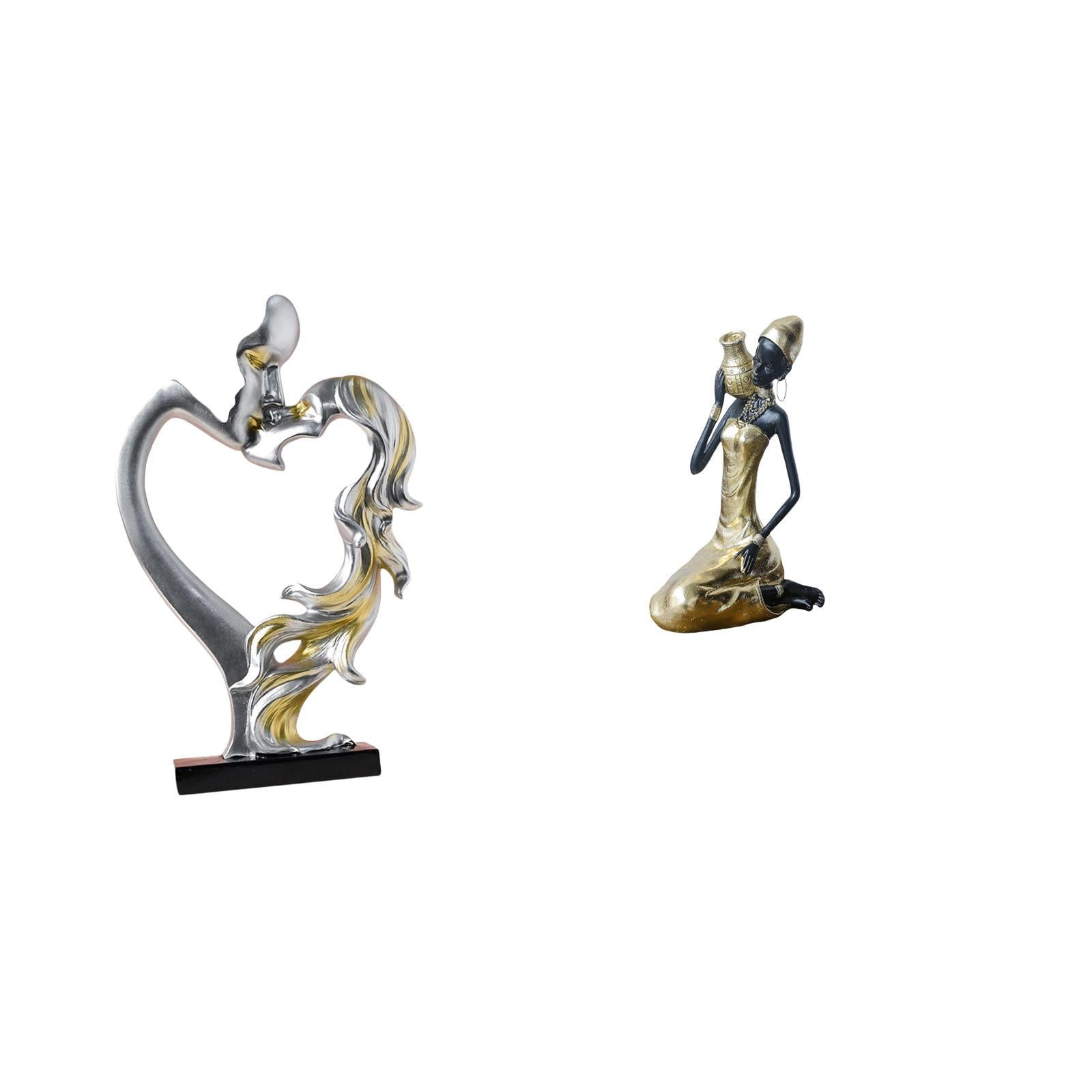 2 Pieces Couple Statue Kissing Figurine African Tribal Lady Statue ...