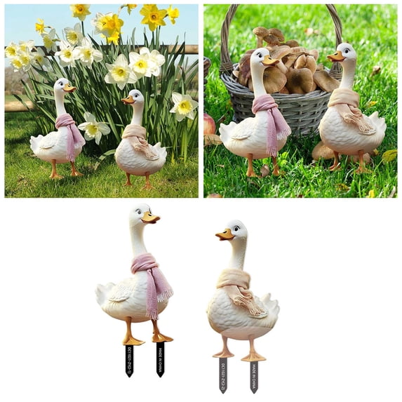 2 Pieces Creative Duck Garden Decorative Stakes, 2D Flat Goose Garden ...