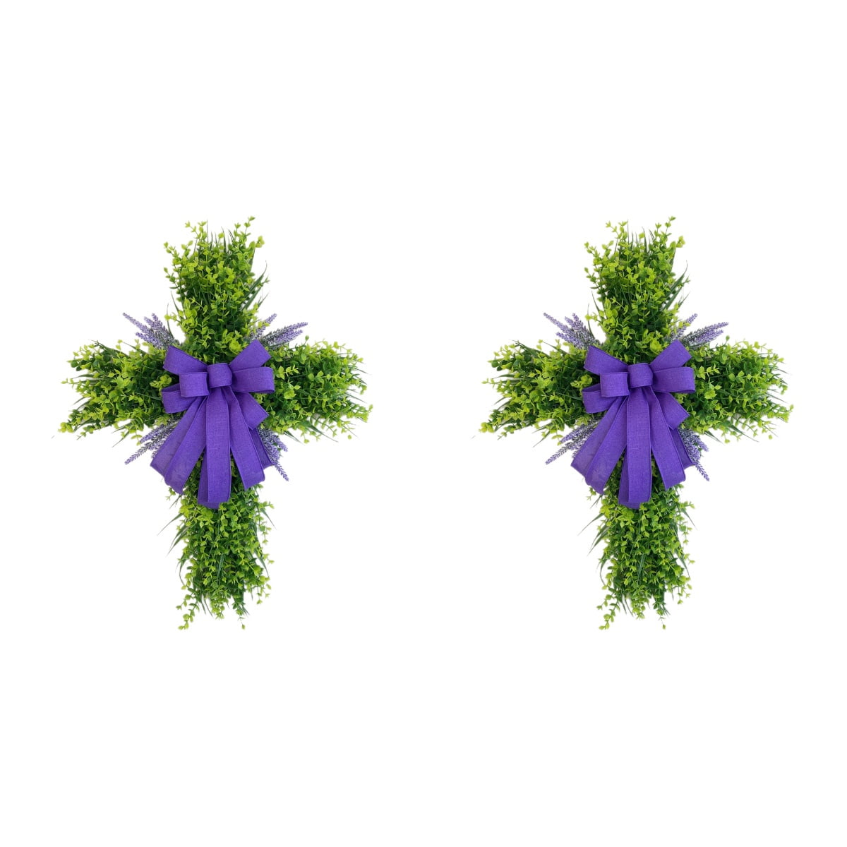 2 Pieces Cross Garland Boxwood Wreaths for Front Door Outdoor - Walmart.com