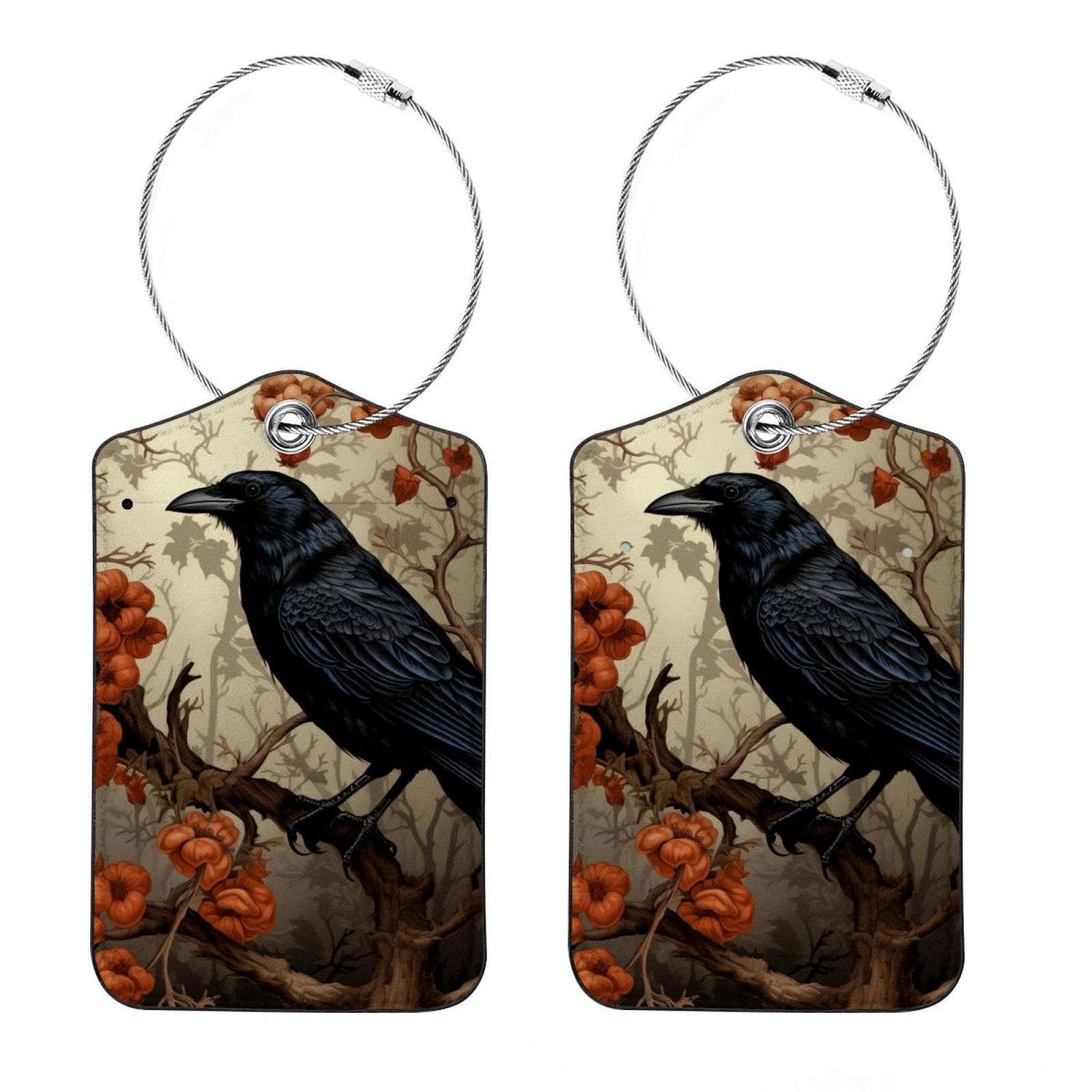 2 Pieces Crow Luggage Tags, Privacy Cover ID Label with Loop and ...