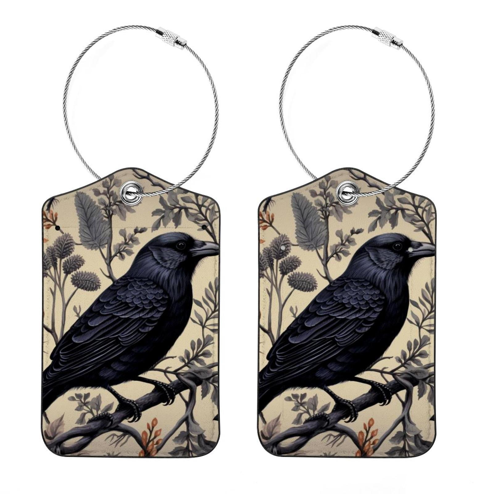 2 Pieces Crow Luggage Tags, Privacy Cover ID Label with Loop and ...