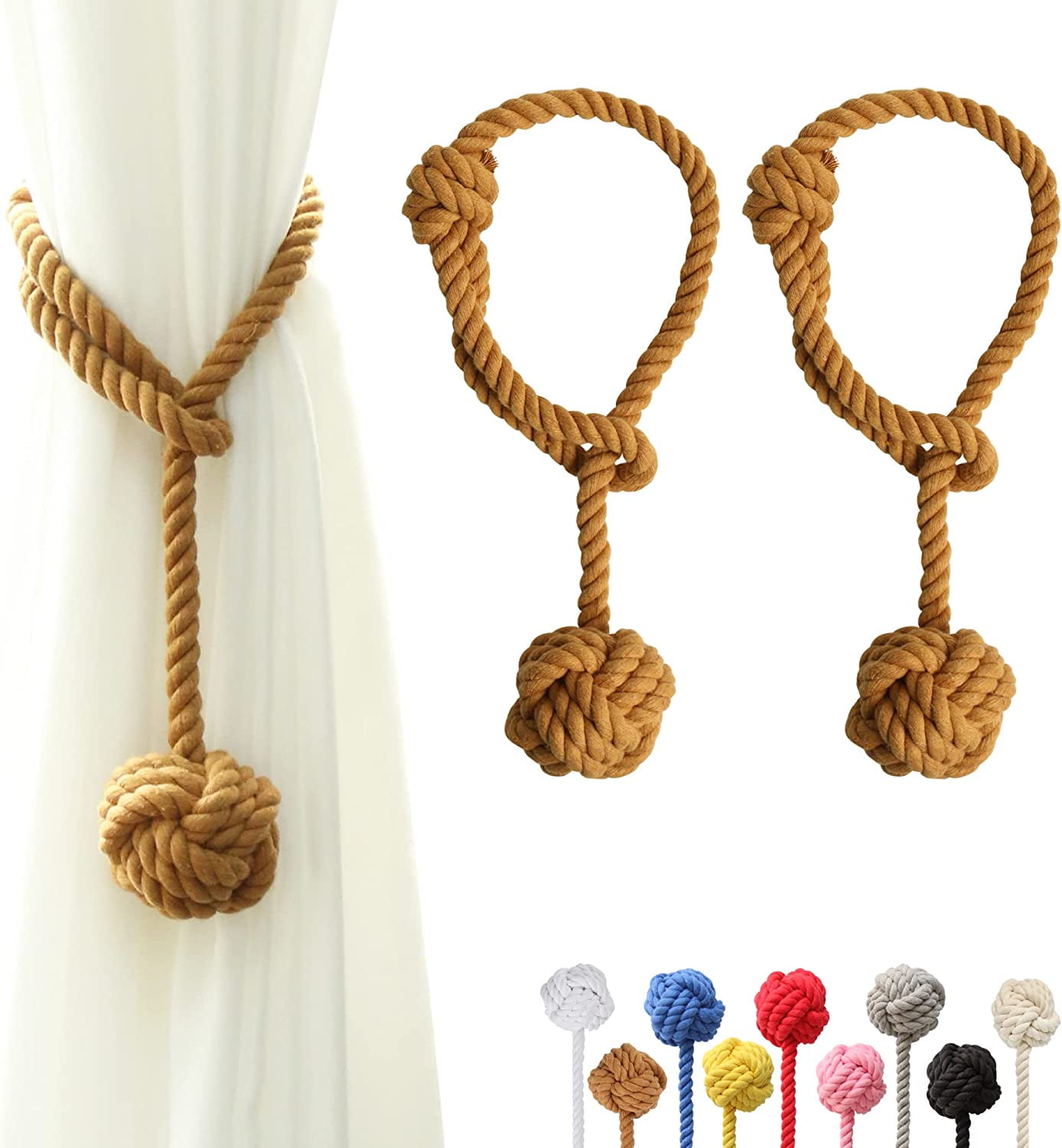 2 Pieces Curtain Tiebacks Curtain Holdbacks Curtain Ties with Big Woven ...