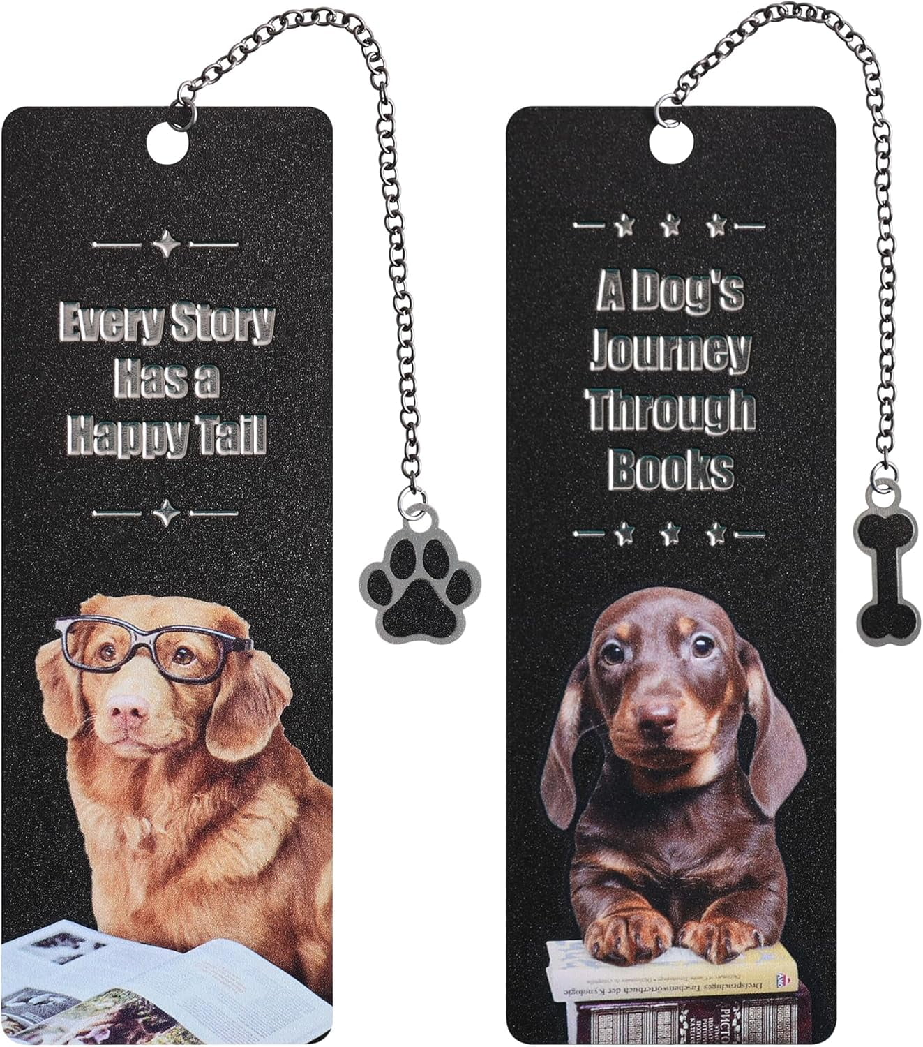 2 Pieces Cute Dog Metal Bookmarks with Graduated Scale, Pet Theme ...