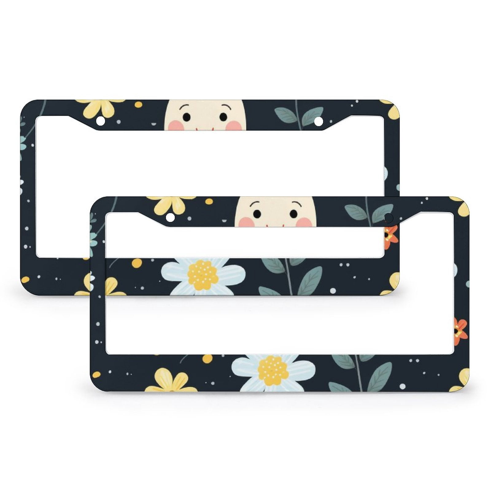2 Pieces Cute Happy Bee With Flowers License Plate Frames Honey Bee ...