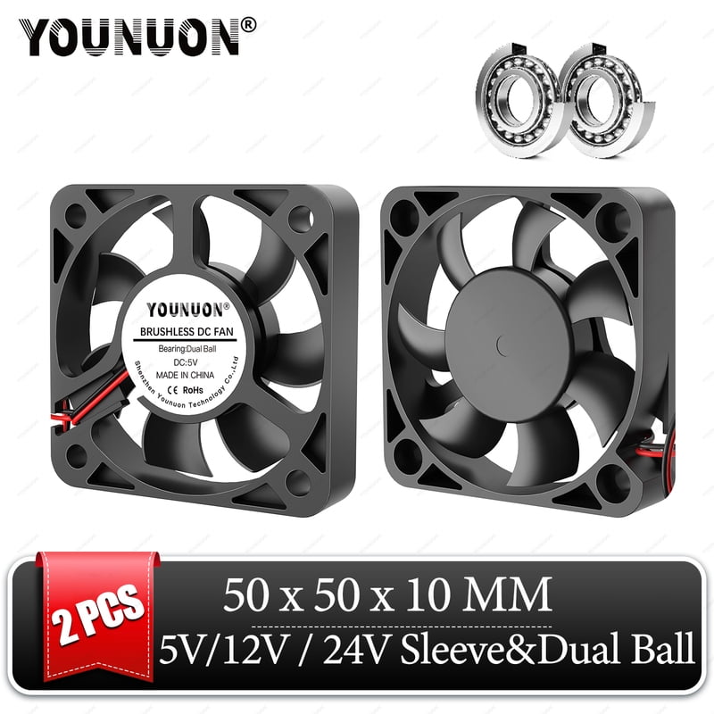 2 Pieces DC 24V 12V 5V 50MM 5010 Cooling Fan 2Pin 3PIN Ball Bearing ...