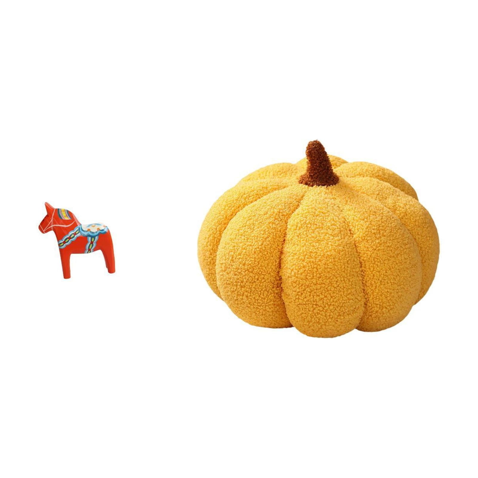 2 Pieces Dala Horse Statue Pumpkin Plush Cushion Decorative Soft Wood ...