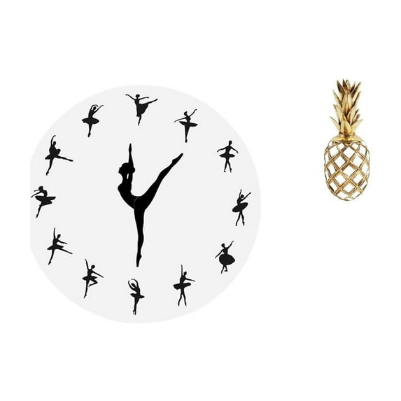 2 Pieces Dancing Girl Wall Clock Resin Statue Gold Accent Silent ...