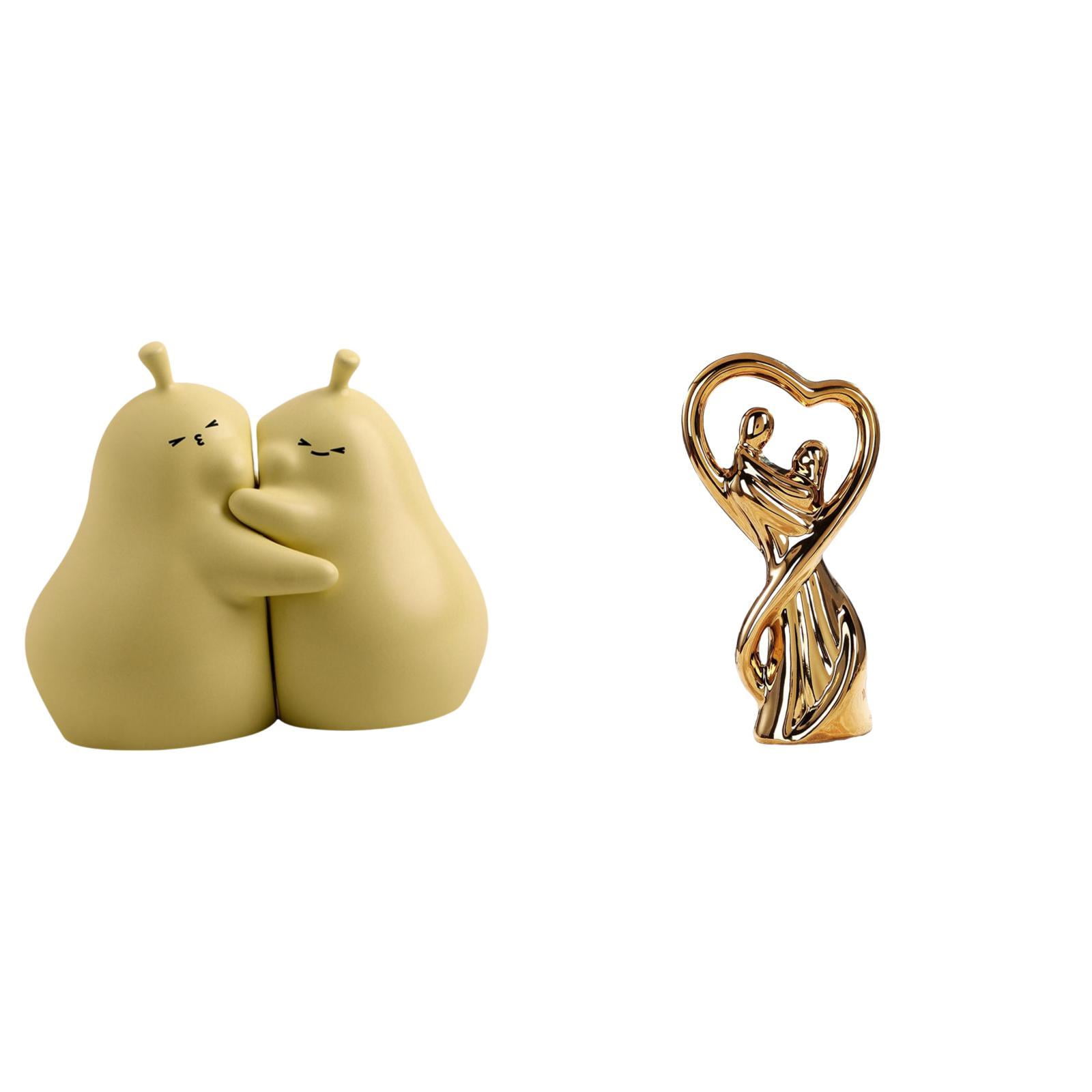 2 Pieces Decorative Bookends Couple Statue Ceramic Material Ideal for ...