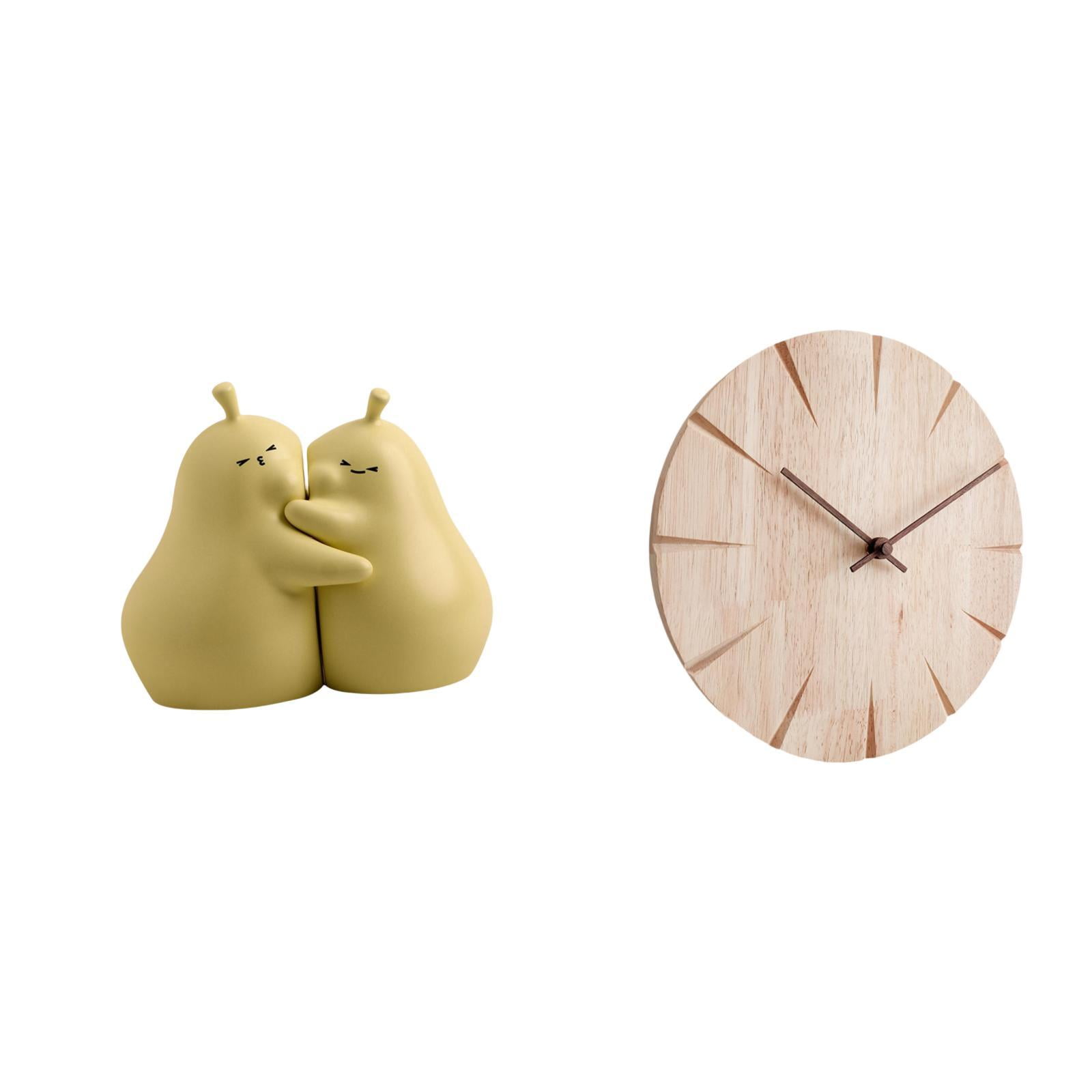 2 Pieces Decorative Bookends Solid Wood Wall Clock Unique Design for ...