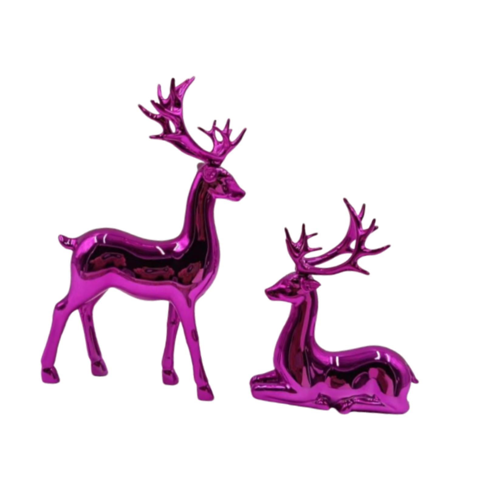 2 Pieces Deer Statues Reindeer Figurines Elk Sculptures Modern PP ...