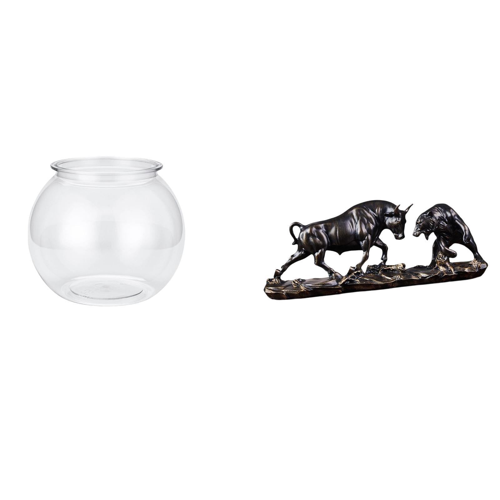2 Pieces Desktop Aquarium Tank Transparent Resin Bull Bear Statue Home ...