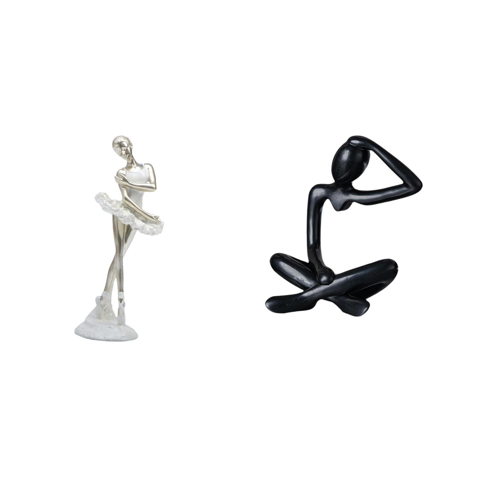 2 Pieces Desktop Figurine Ballet Girl Statue Thinker Abstract Resin ...