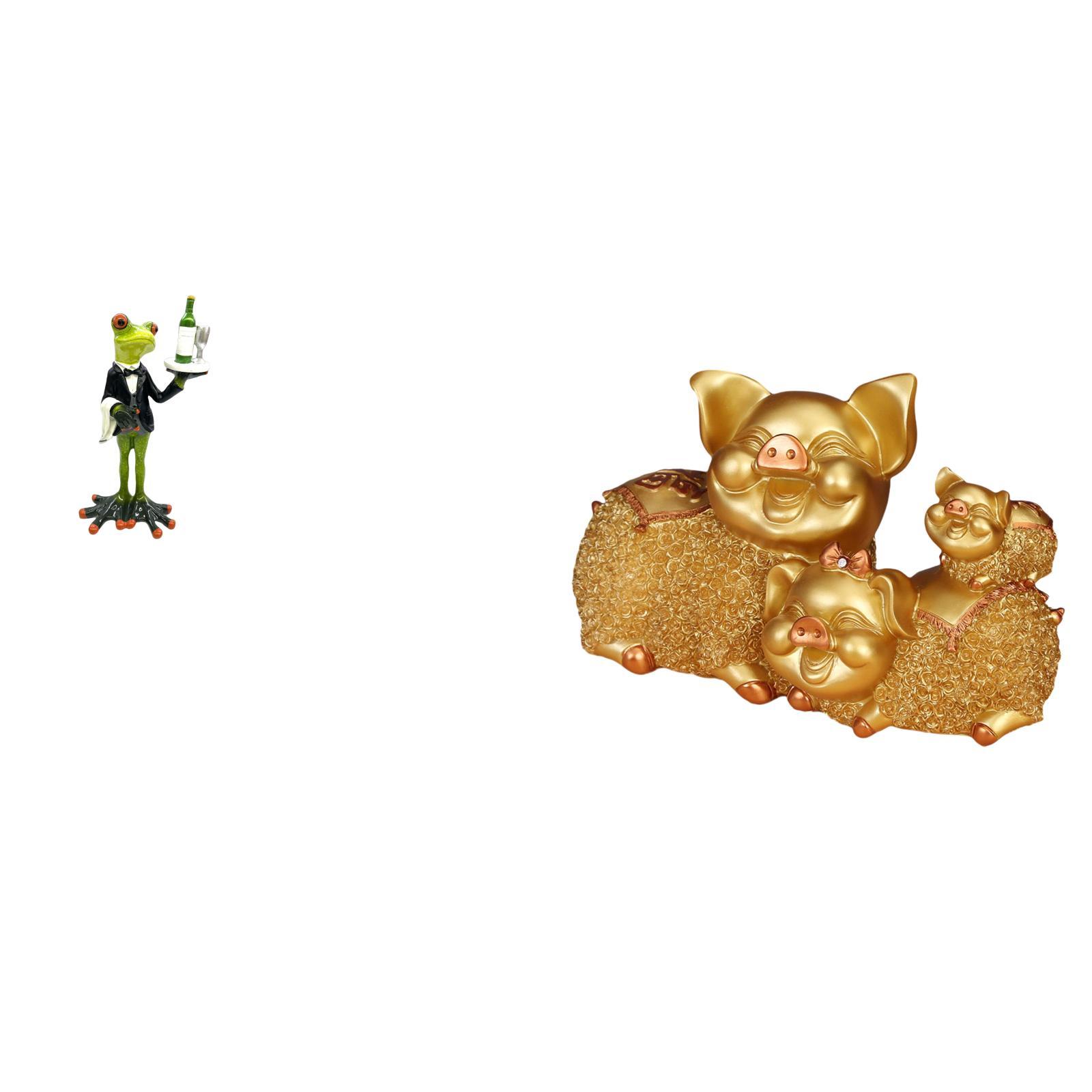 2 Pieces Desktop Figurine Waiter Frog Statue Pig Ornament Resin ...