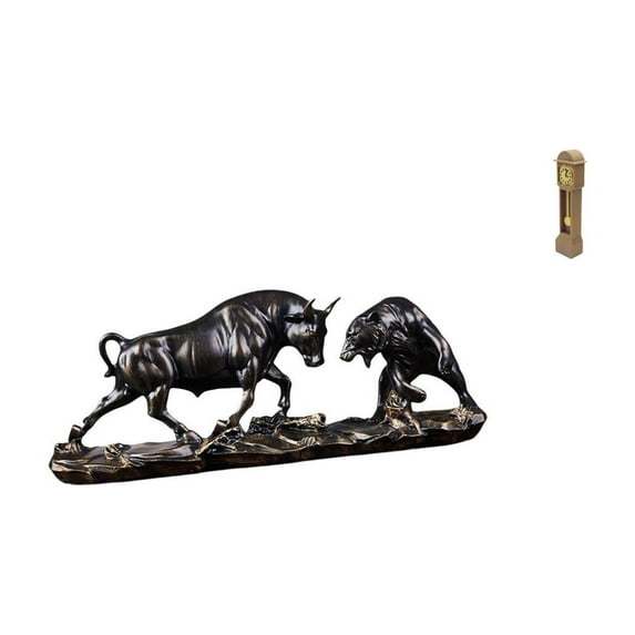 2 Pieces Desktop Statue Bull and Bear Figurine Dollhouse Floor Clock ...