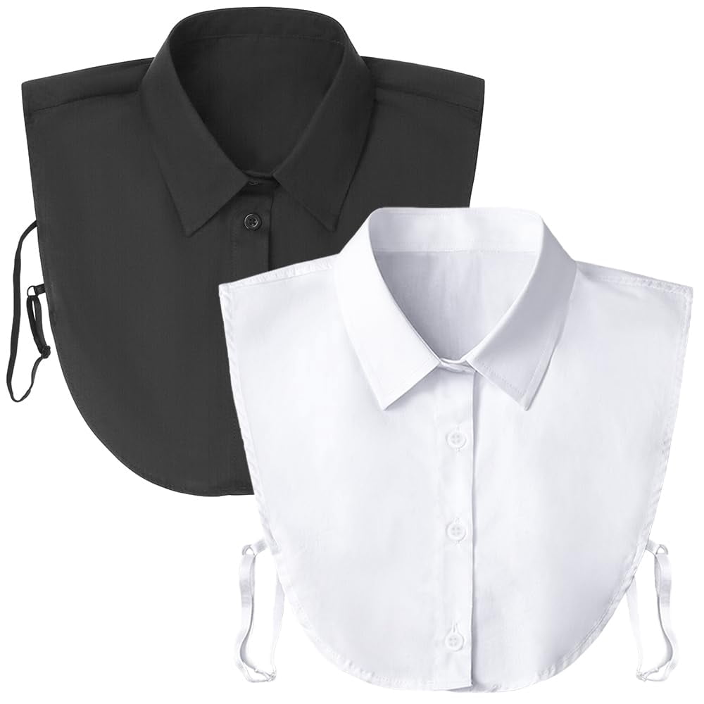 2 Pieces Detachable False Collar Faux Fake Half Shirt Blouse Dickey ...