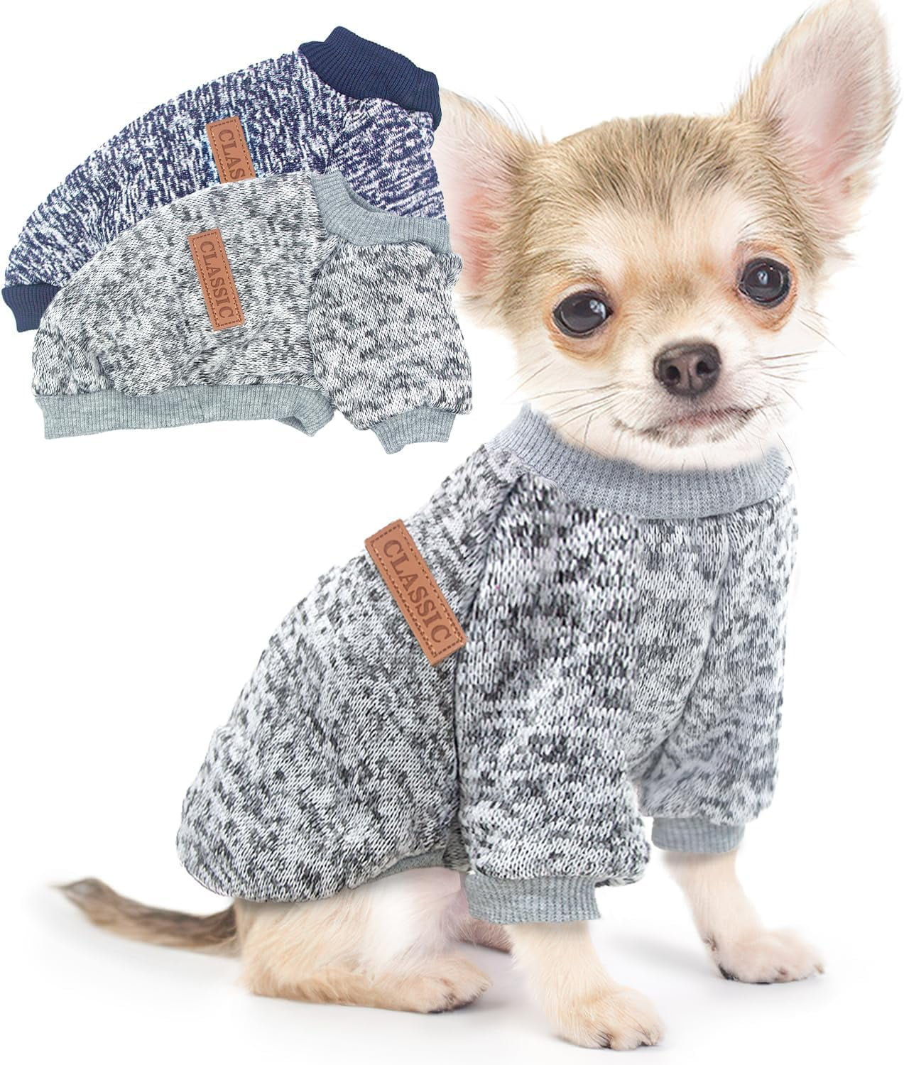 2 Pieces Dog Sweaters for Small Dogs Fall Dog Clothes Female Winter ...