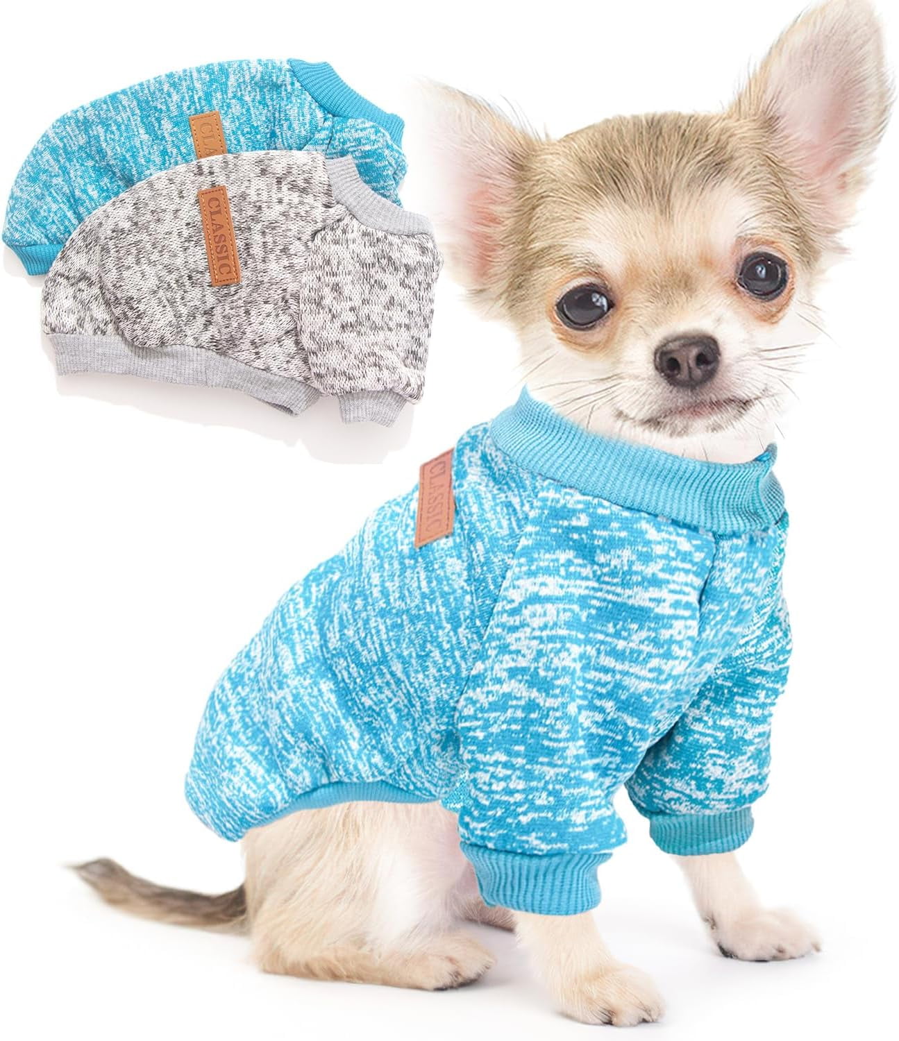 2 Pieces Dog Sweaters for Small Dogs Fall Dog Clothes Female Winter ...
