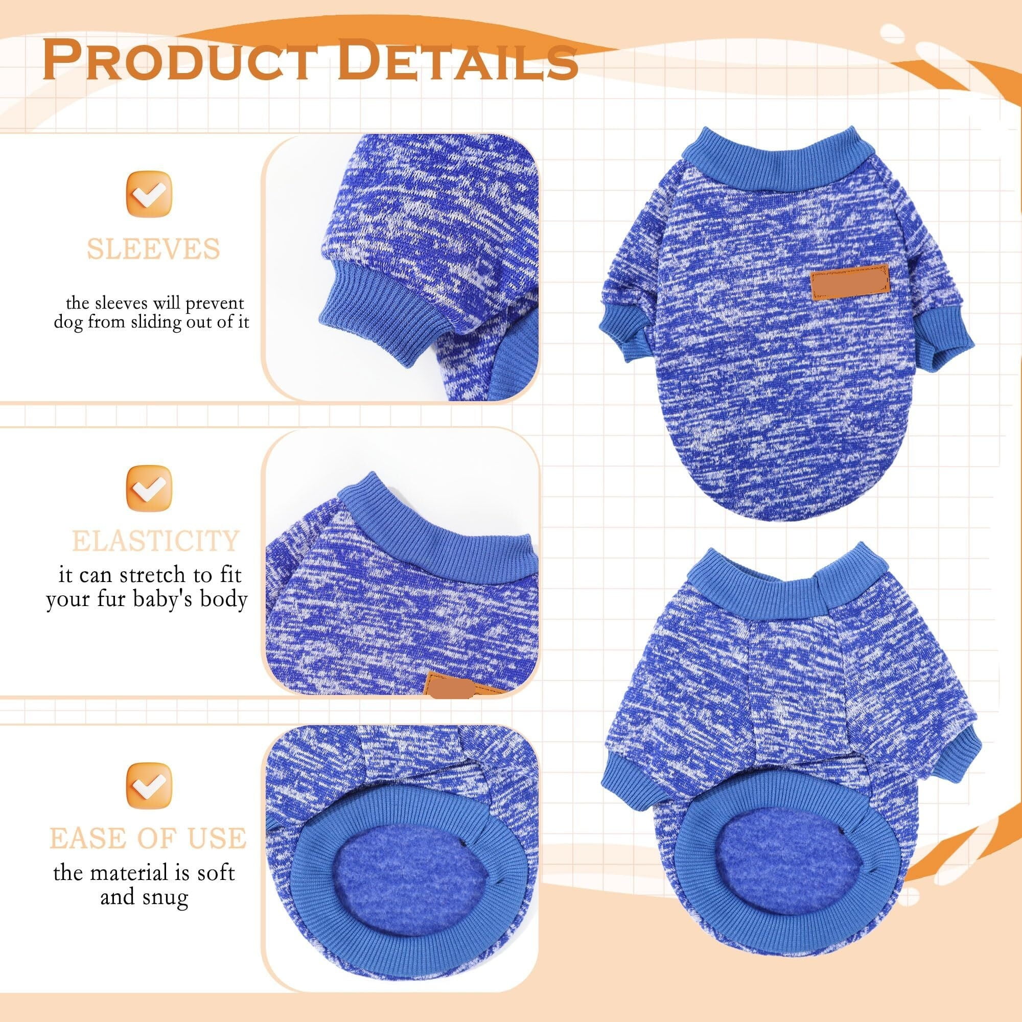 2 Pieces Dog Sweaters for Small Dogs Fall Dog Clothes Male Winter ...