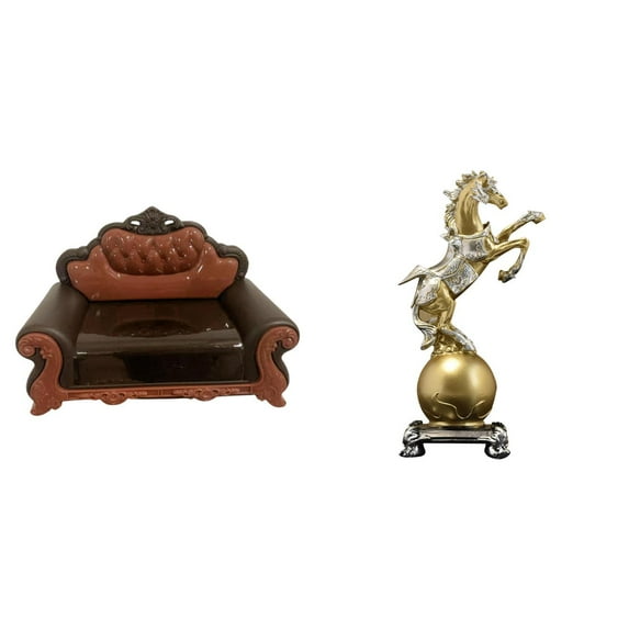 2 Pieces Doll Miniature Sofa Horse Statue Decorative Figurine Resin ...