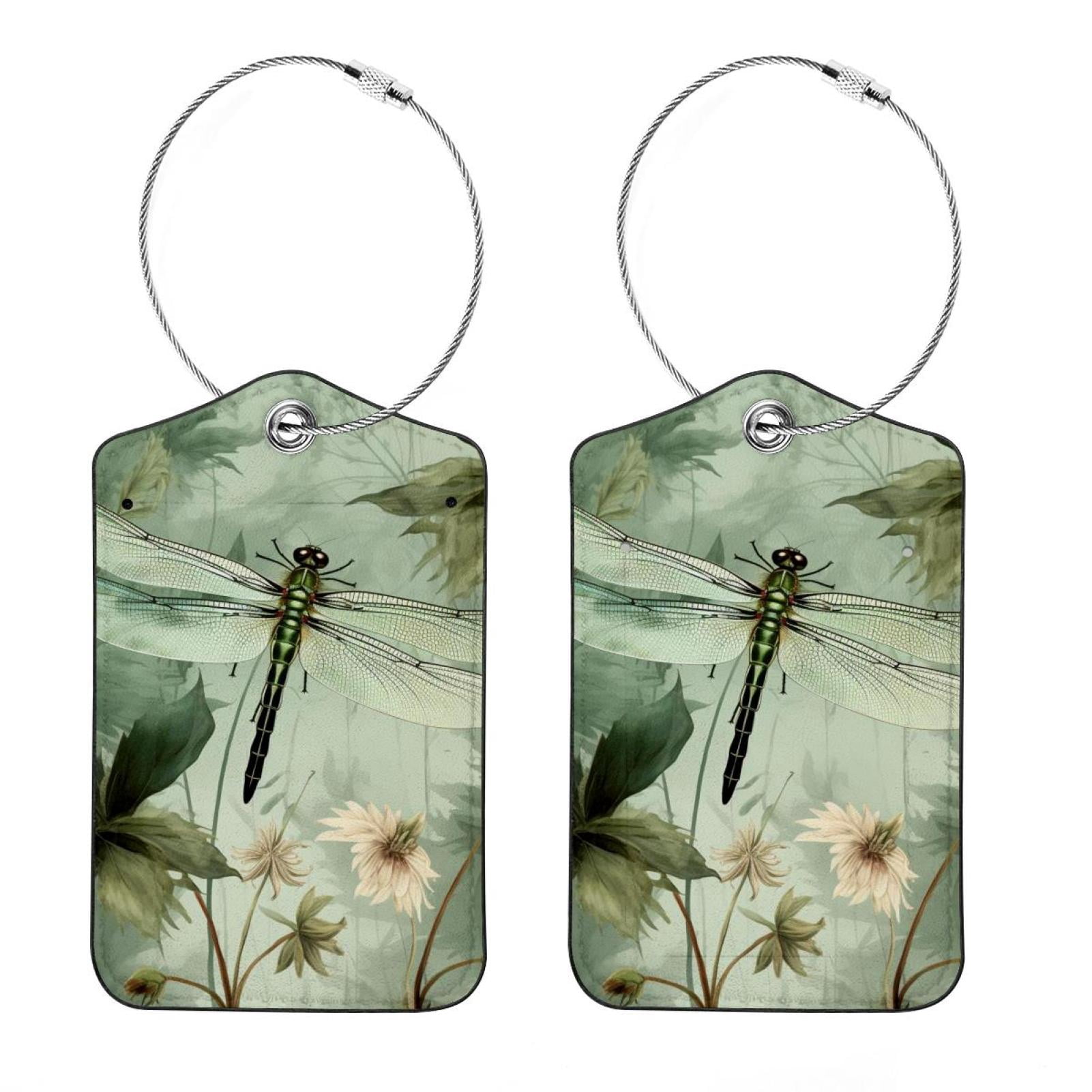 2 Pieces Dragonfly Luggage Tags with Full Back Privacy Cover /Steel ...