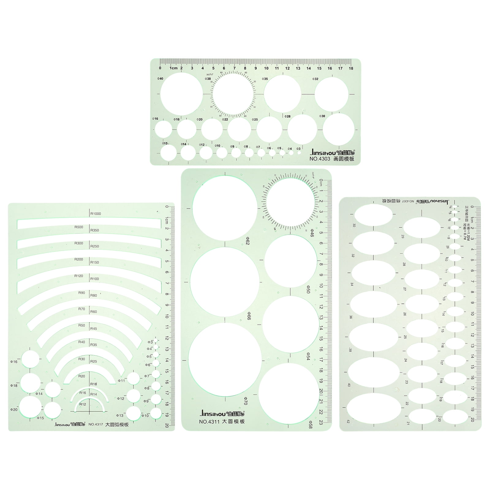 2 Pieces Drawing Stencils Ruler Engineering Drawing Tools 25X14.4cm ...