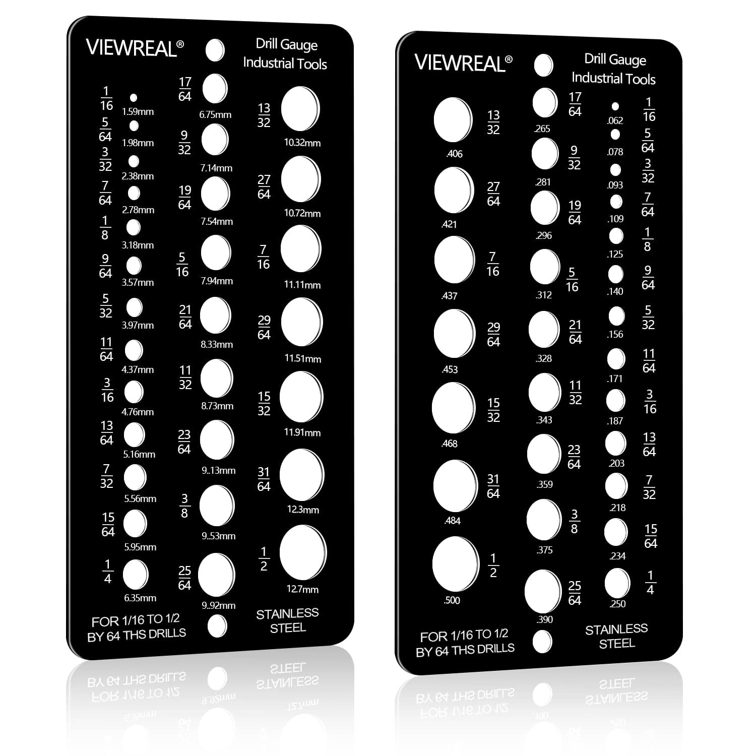 2 Pieces Drill Bit Size Gauge Drill Bit Guide Stainless Steel Drill ...