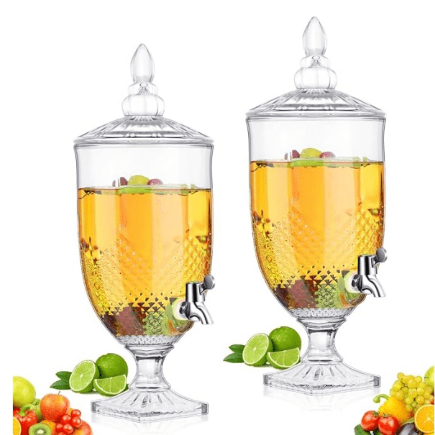 2 Pieces Drink Dispensers for Parties Crystal Iced Beverage Dispenser ...