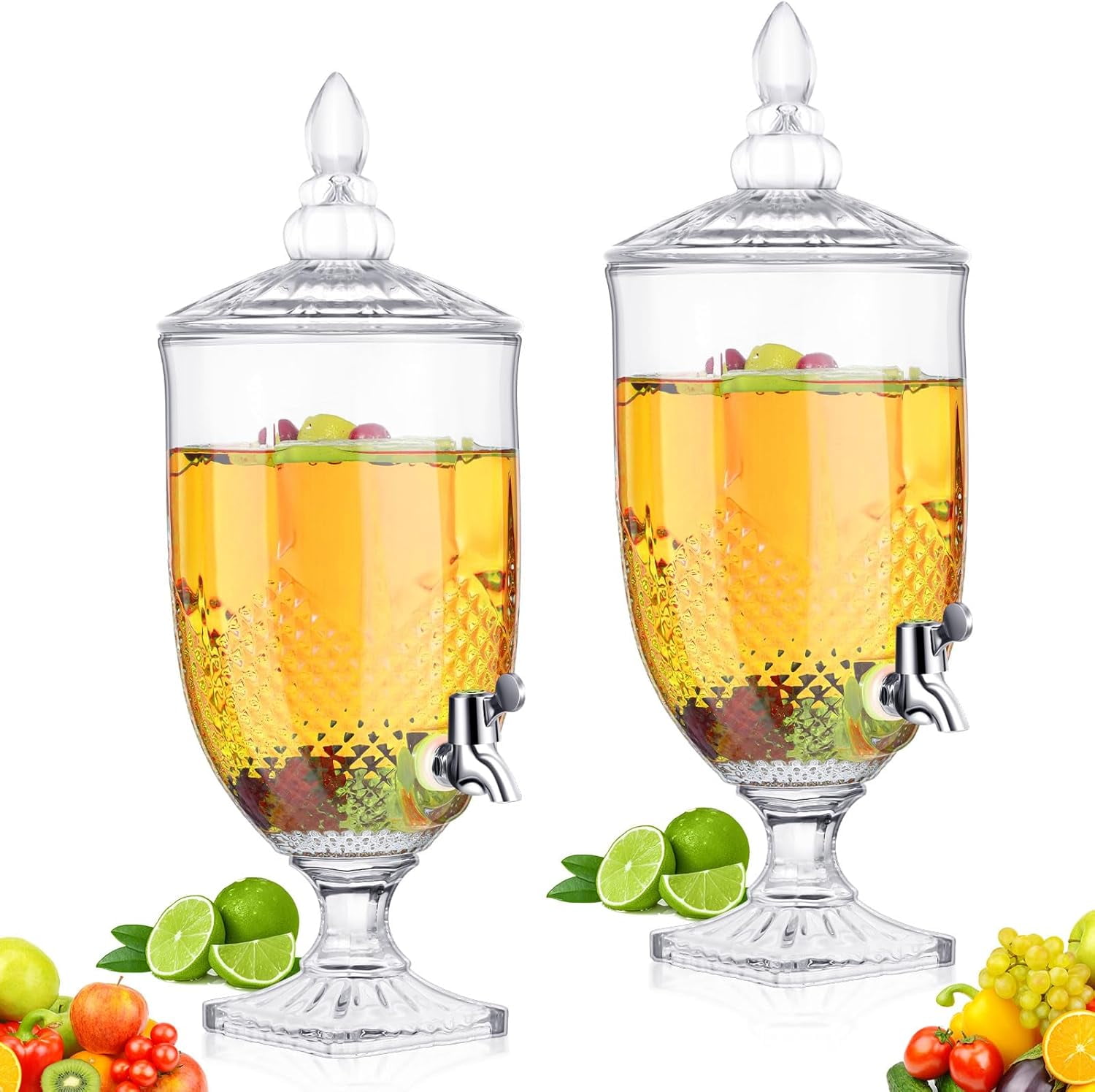 2 Pieces Drink Dispensers for Parties Crystal Iced Beverage Dispenser ...