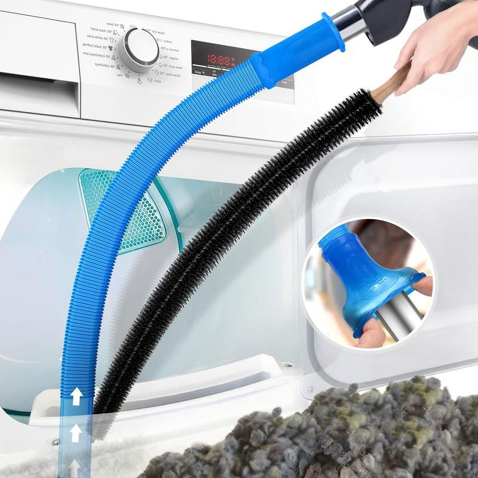 2 Pieces Dryer Vent Cleaner Kit ，Dryer Lint Brush & Vacuum Hose Attachment with Stretch ...