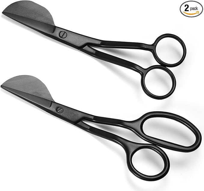 2 Pieces Duckbill Shears 6 and 7 Inches Duckbill Applique Scissors Bent Curved Offset Handle ...