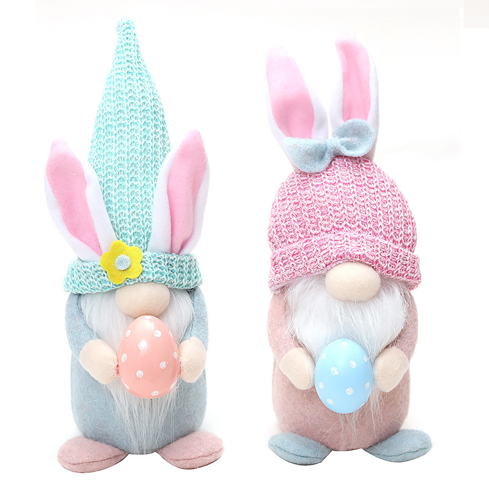 2 Pieces Easter Bunny Elf Decorations, Easter Gnome With Eggs for Home ...