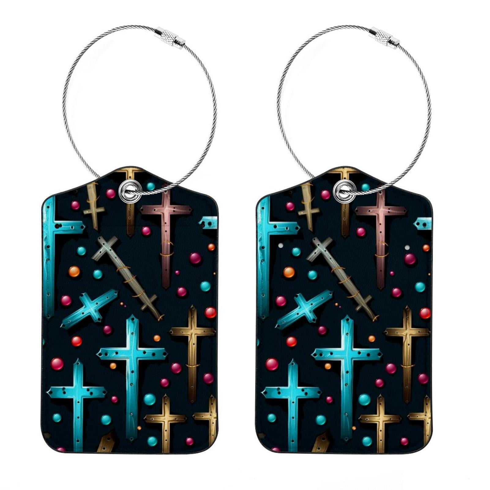 2 Pieces Easter Cross Luggage Tags with Full Back Privacy Cover /Steel ...