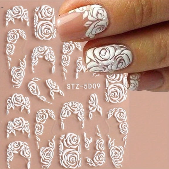 White Flower Nail Design