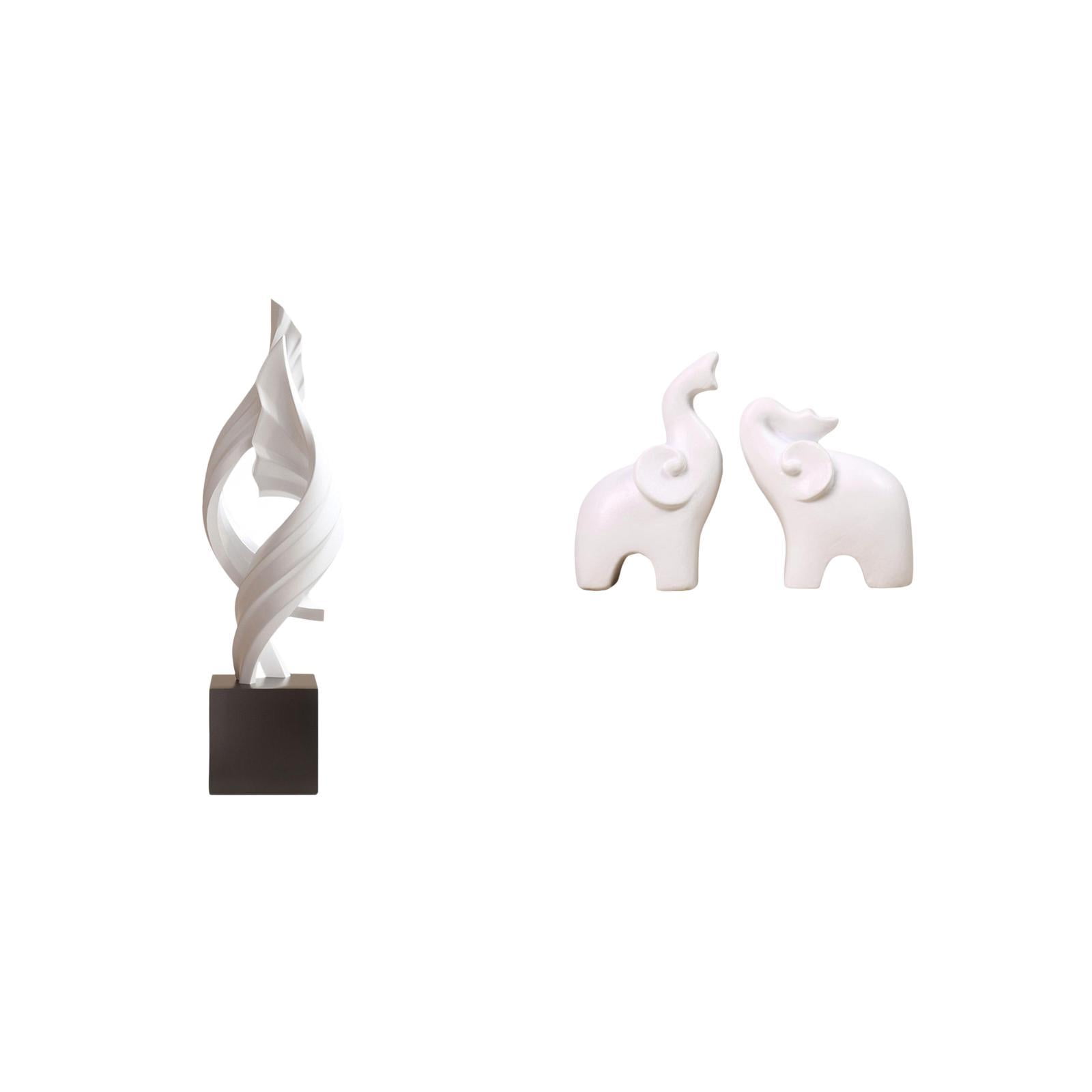 2 Pieces Elephant Sculpture Resin Abstract Art Statue Modern Design for ...
