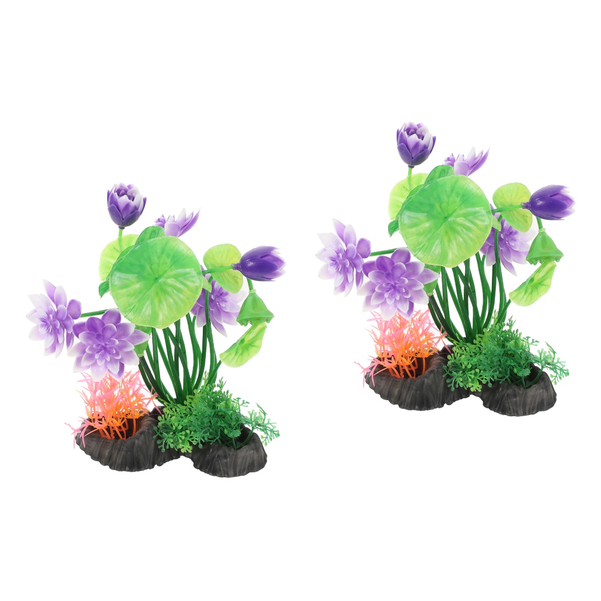 2 Pieces Fake Planta Plastic Containers Decorative Aquarium Decorate ...