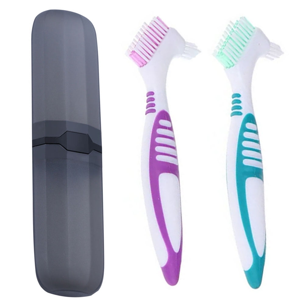 2 Pieces False Teeth Toothbrush with White Carrying Case, Multi-Layered ...