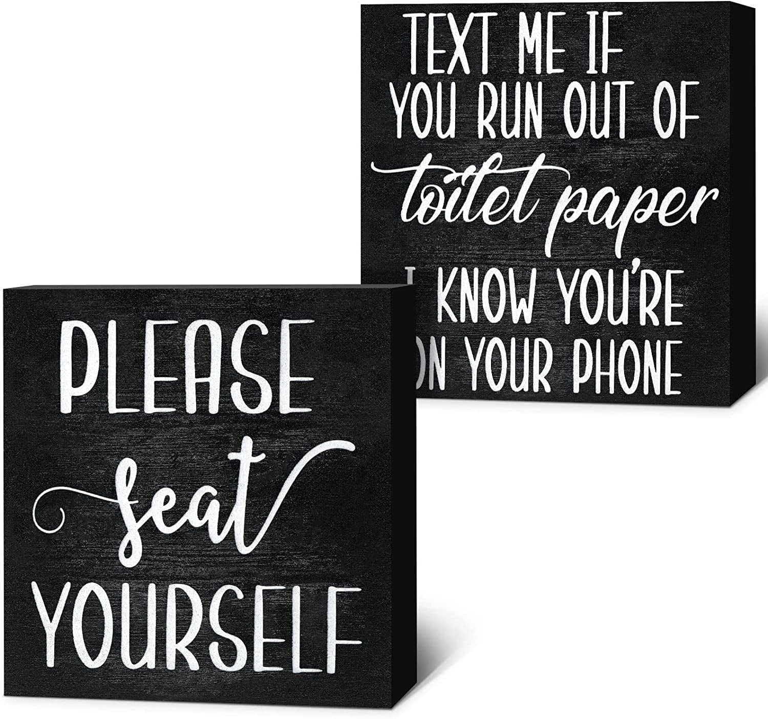 2 Pieces Farmhouse Bathroom Signs Decor Wooden Box Sign Funny Bathroom ...