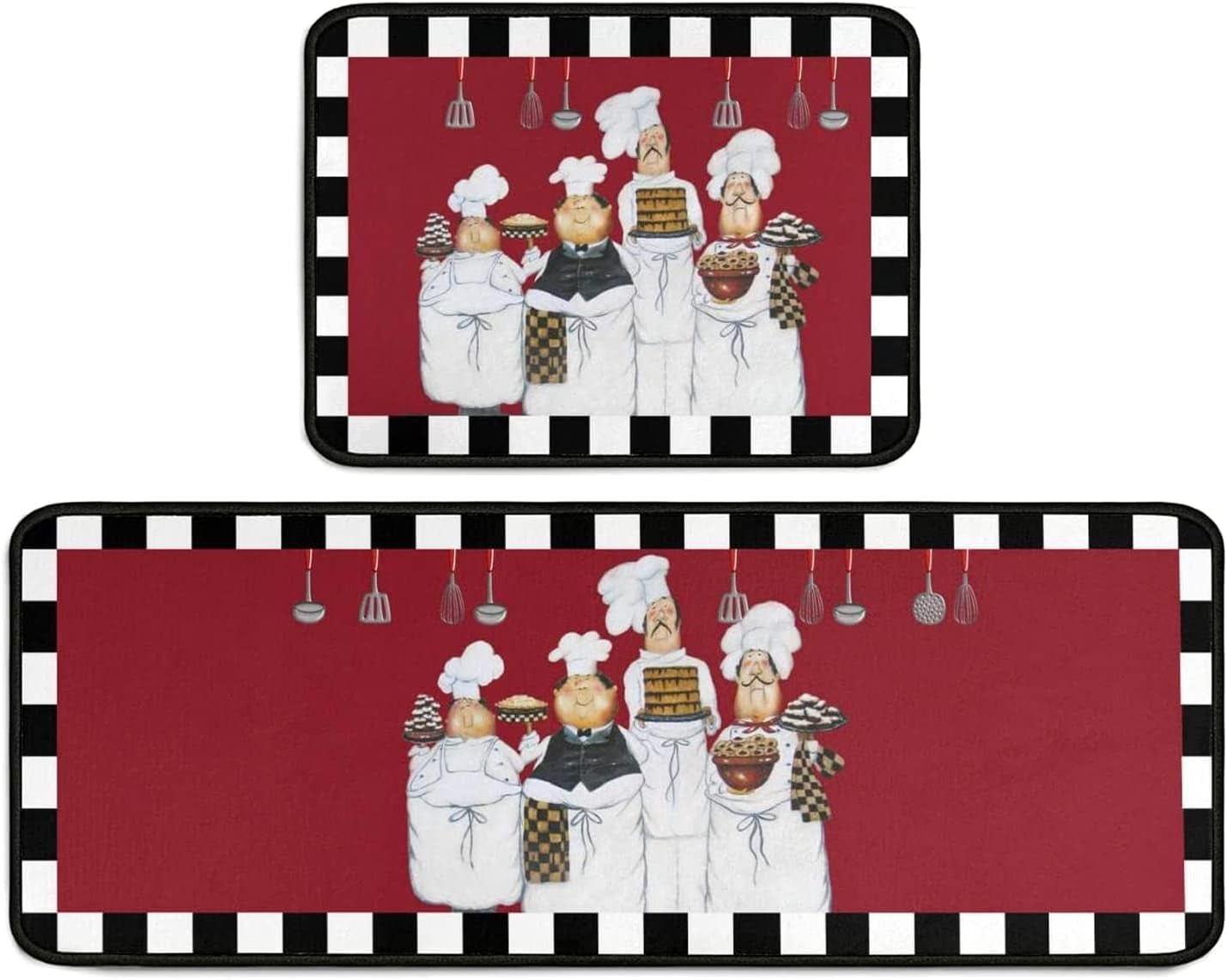 2 Pieces Fat Chef Kitchen Rugs Set, Rustic Farmhouse Chef Kitchen Decor ...