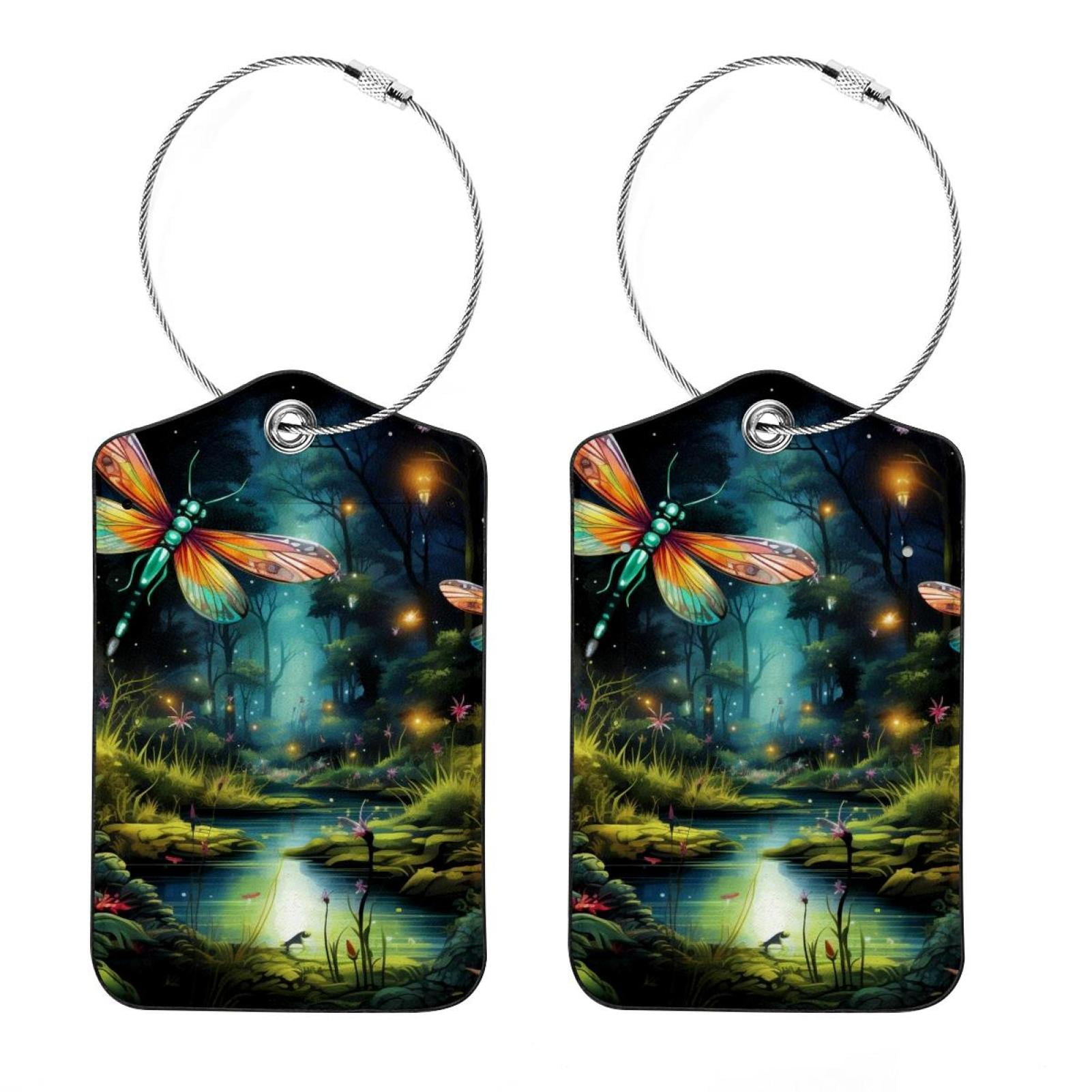 2 Pieces Firefly Luggage Tags with Full Back Privacy Cover /Steel Loops ...