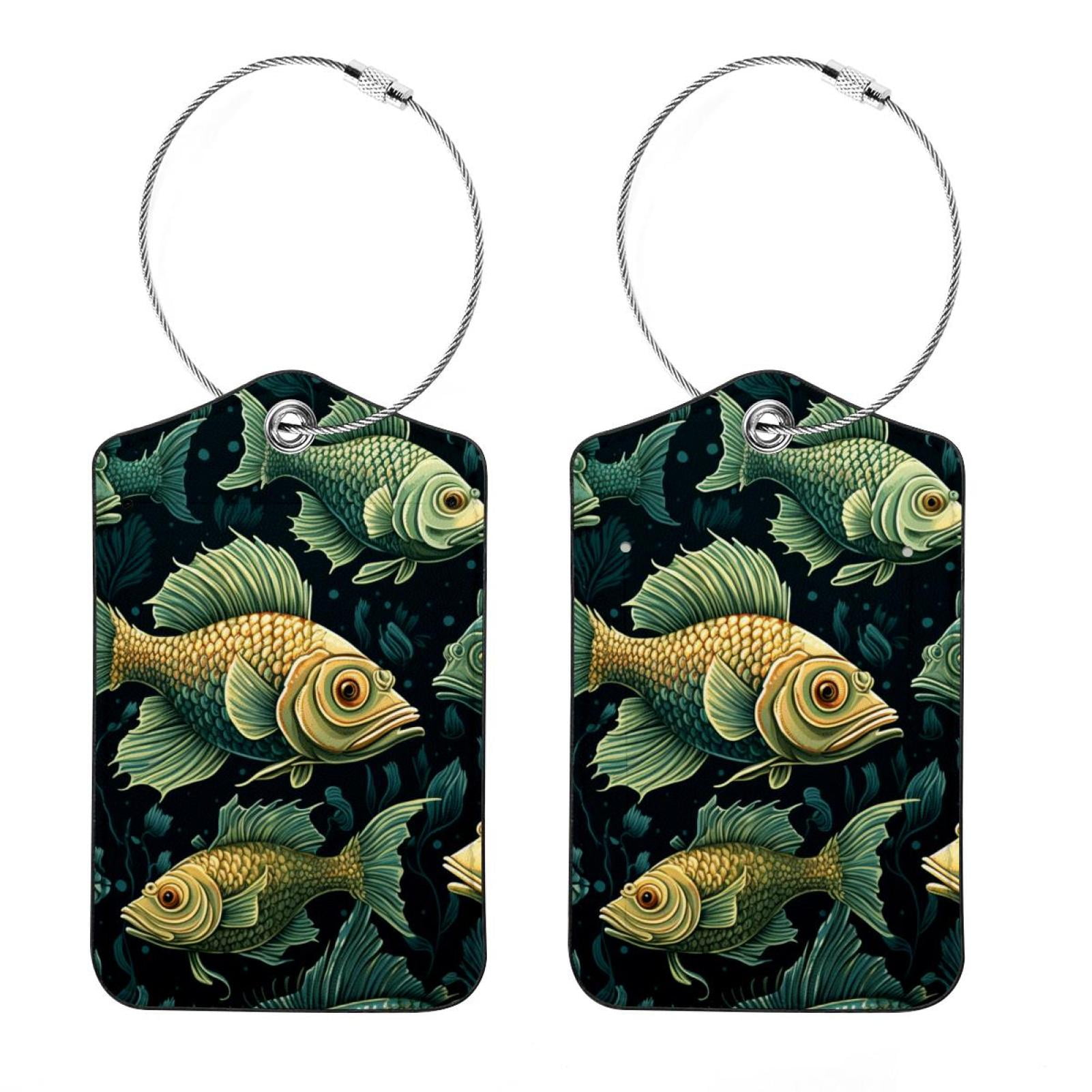 2 Pieces Fish Luggage Tags, Privacy Cover ID Label with Loop and ...