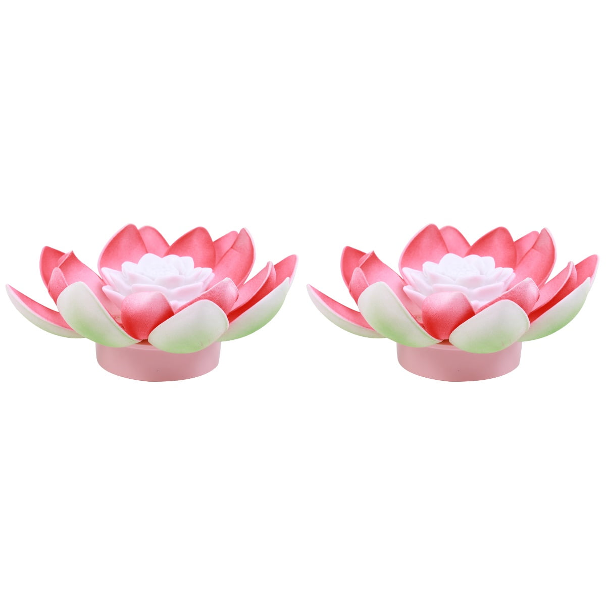 2 Pieces Flower Lights Lotus Night Outdoor Decor Solar Power Feature ...